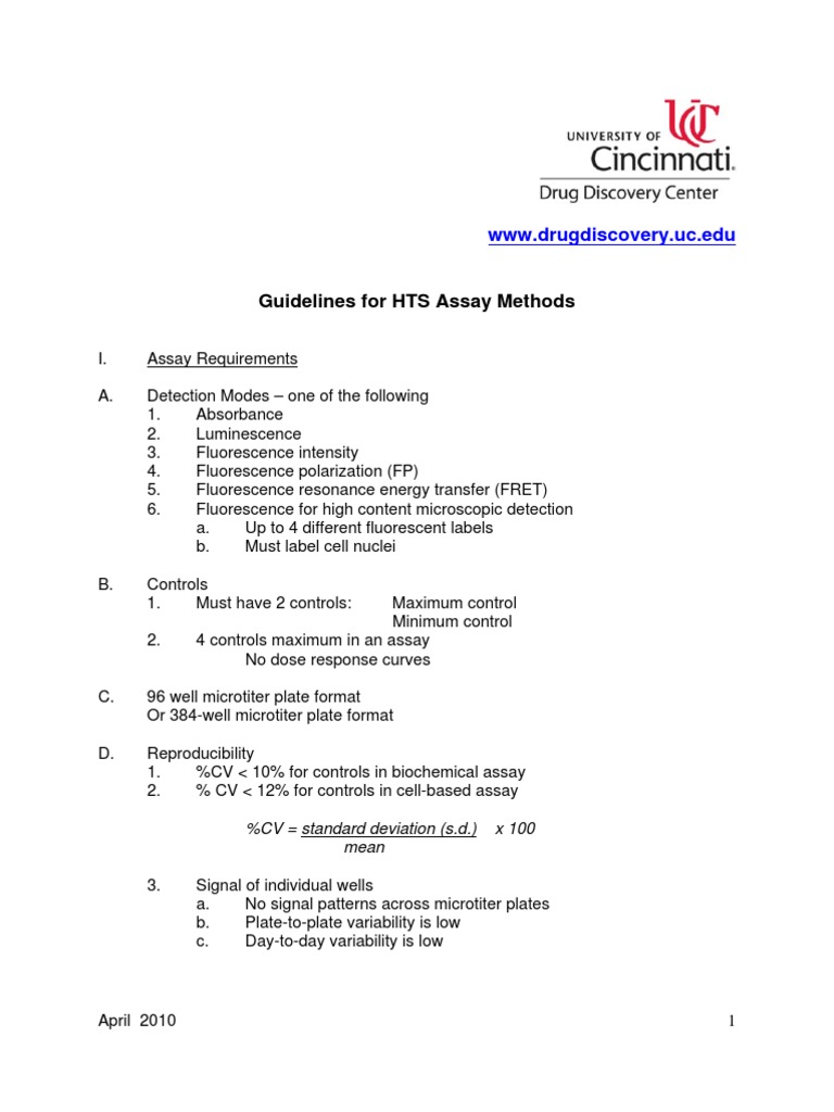 Guidelines For HTS A | PDF | Assay | Life Sciences