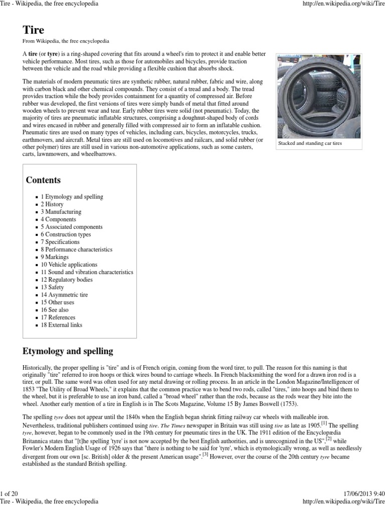 Tire - Wikipedia, The Free Encyclopedia | PDF | Tire | Friction