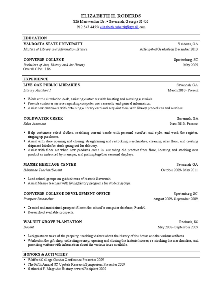 Elizabeth Roberds: Library & History Profile | PDF | Social Science ...