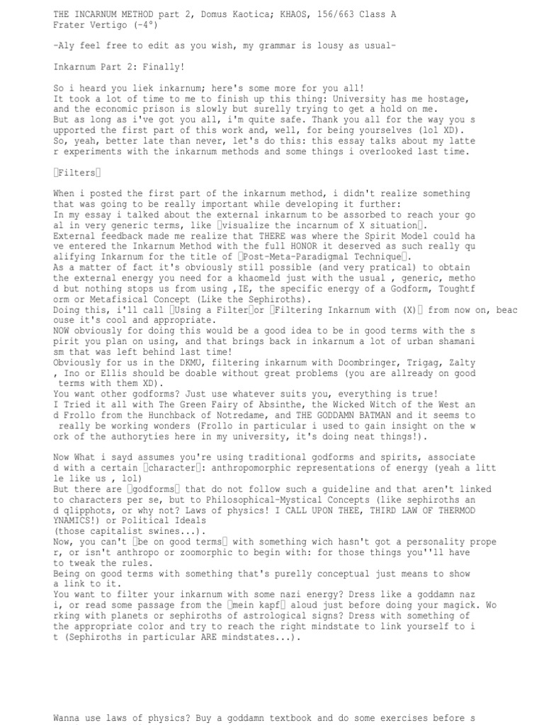 The Incarnum Method Part 2, Domus Kaotica | PDF | Paranormal ...