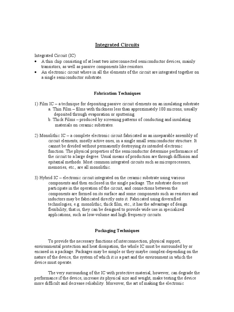 Integrated Circuits Lecture Notes | PDF | Integrated Circuit | Mosfet