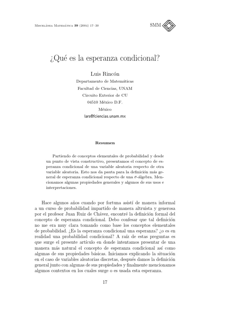 Propiedades de la Esperanza Condicional | PDF
