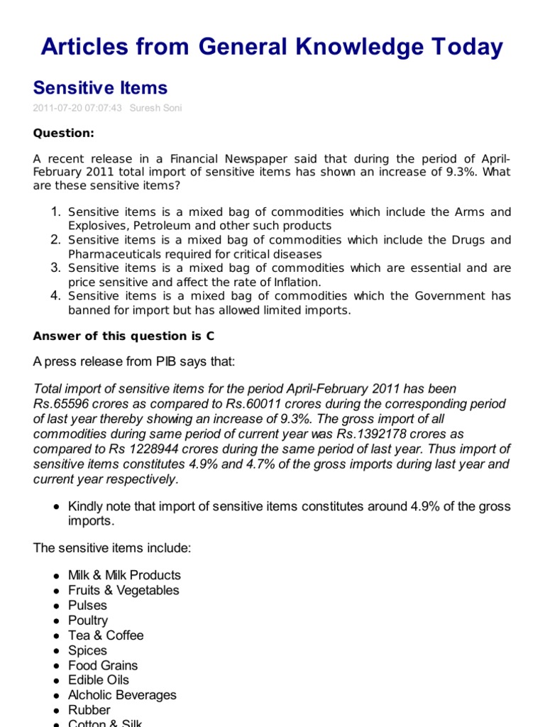 General Knowledge Today | Download Free PDF | Taxes | Exports
