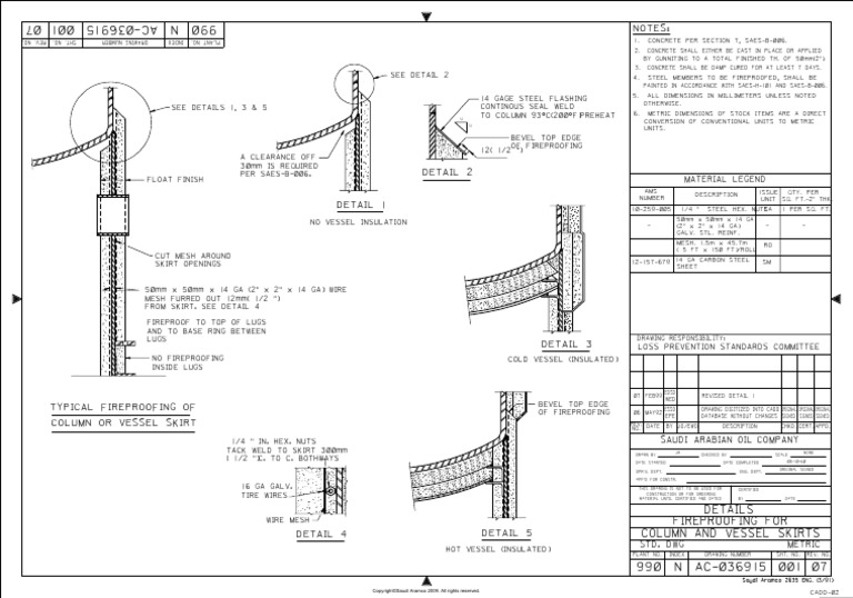 AC-036915-001 Fireproofing for Column and Vessel Skirts