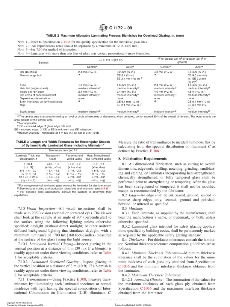 ASTM C 1172 Laminated-Std PDF | PDF | Glasses | Lighting
