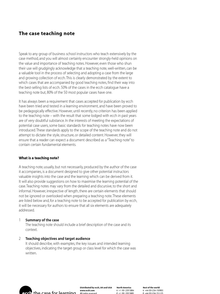 Teaching Note | PDF | Target Audience | Learning