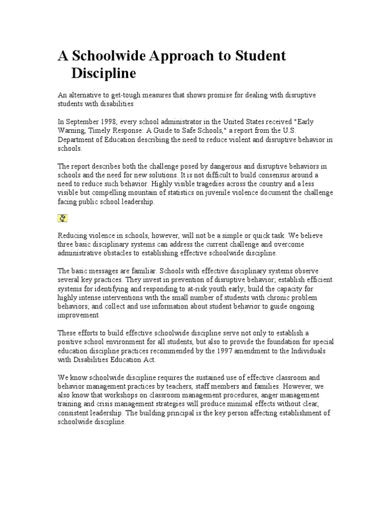Effective Schoolwide Discipline Strategies | PDF | Classroom Management ...