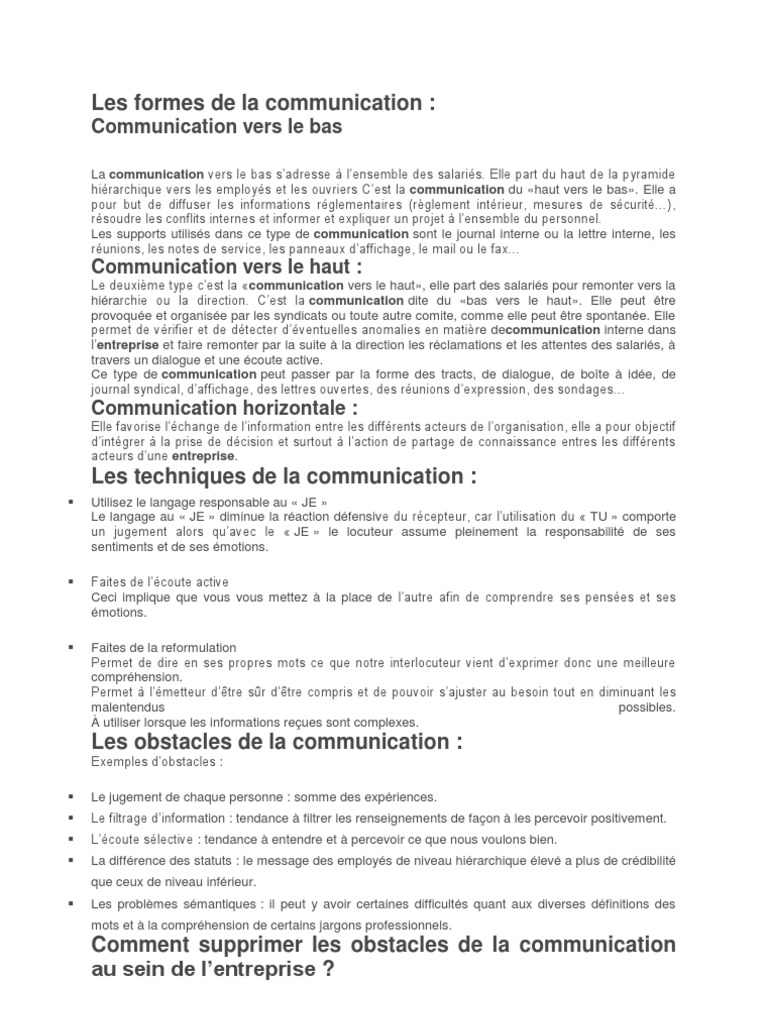 Les Formes de La Communication | la communication | Informations