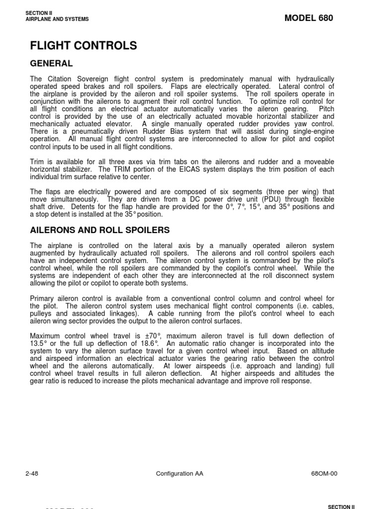 Cessna Citation Sovereign-Flight Controlsl | PDF | Aircraft Flight ...