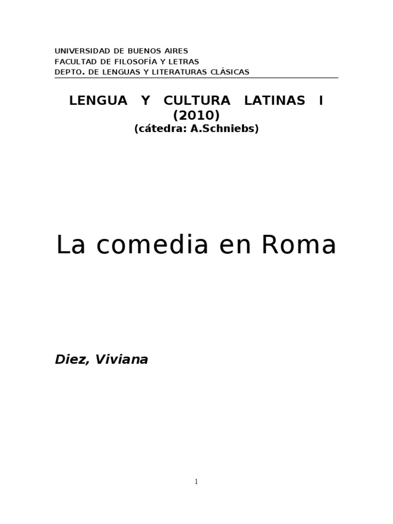 DIEZ - La Comedia en Roma | PDF | Comedia | Teatro