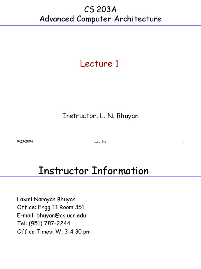 Lecture 1 | PDF | Instruction Set | Central Processing Unit