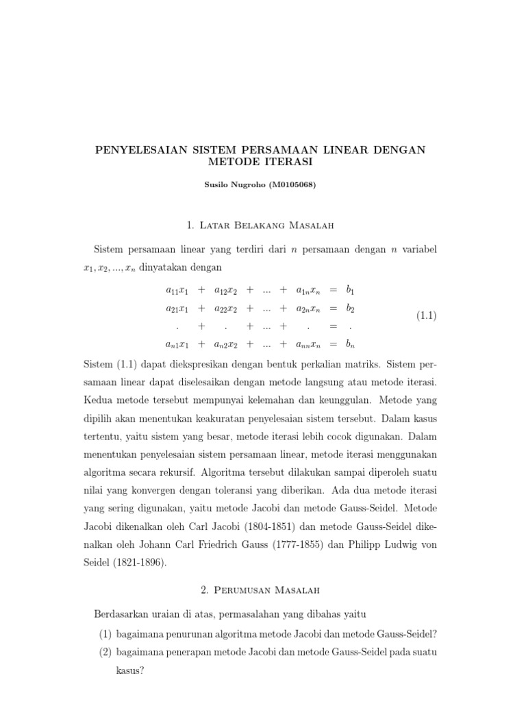 Sistem Persamaan Linear Metode Iterasi | PDF
