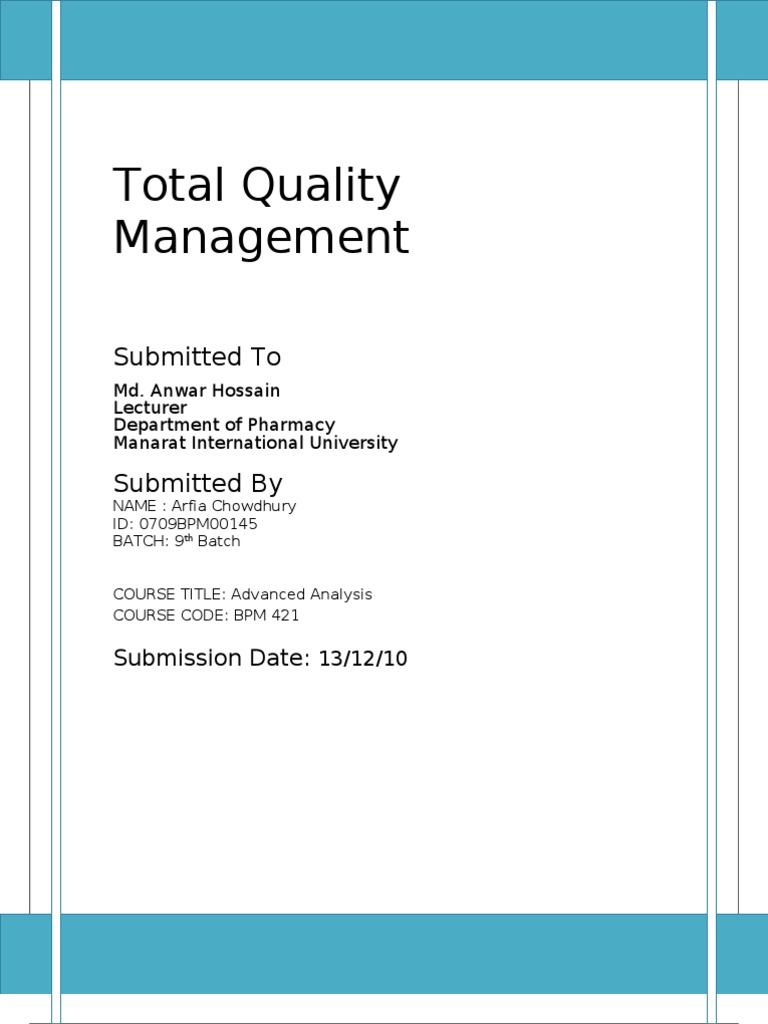 Total Quality Management (TQM) | PDF | Quality Management | Business ...