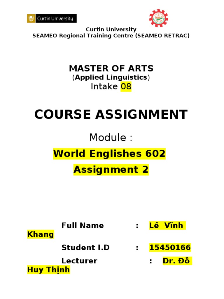 Cover Assignment Sample & Declaration of Assignment | PDF