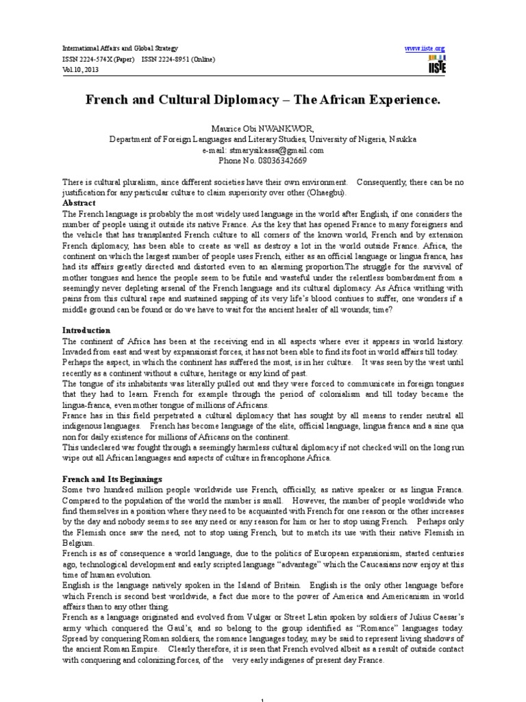 French Language and African Diplomacy | PDF | French Language | Diplomacy
