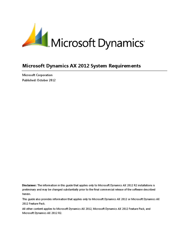 Microsoft Dynamics AX 2012 R2 System Requirements | PDF | Remote Desktop Services | Share Point