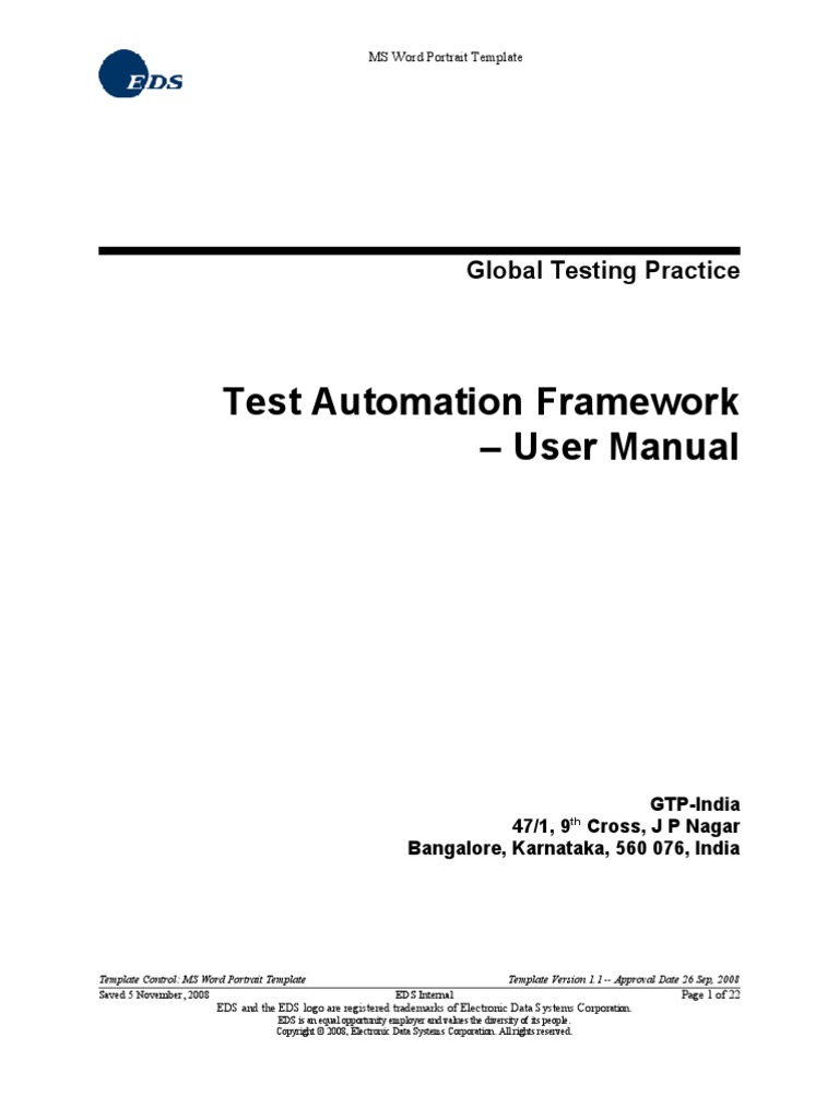 Test Automation Framework User Manual Pdf Web Application Library