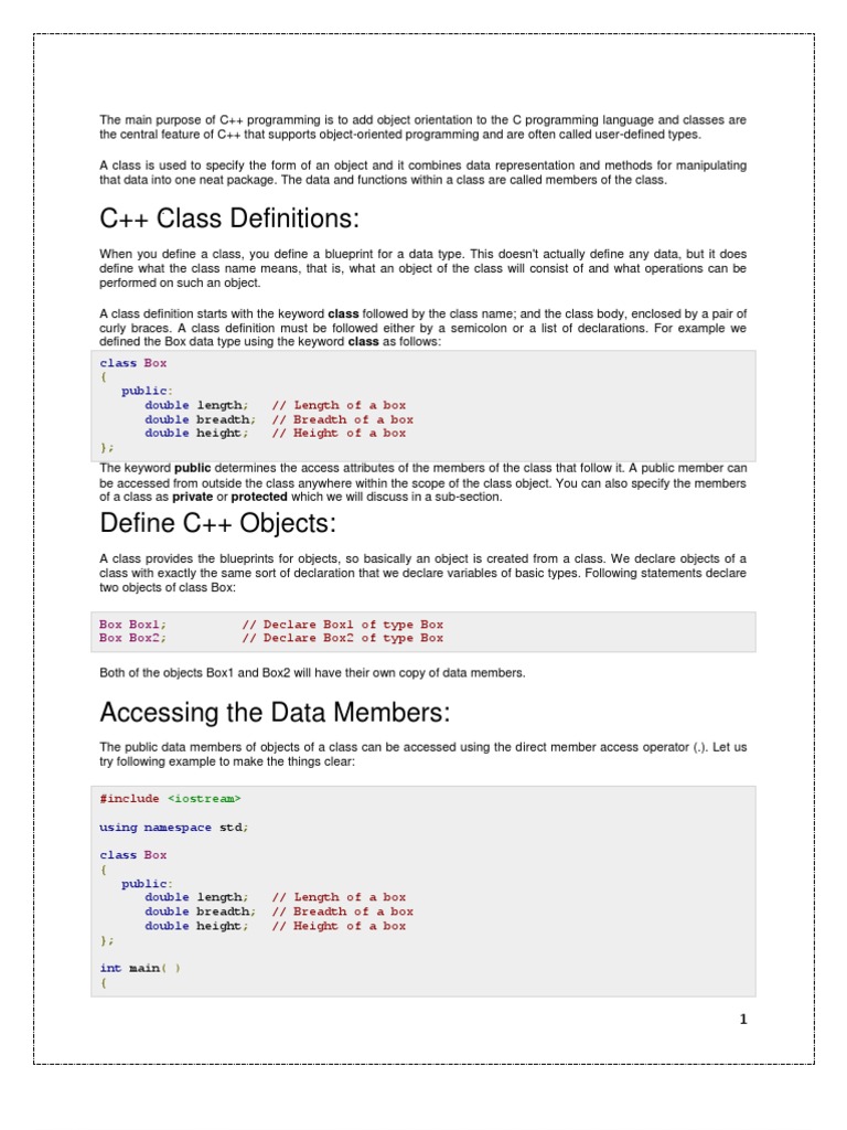C++ Notes | PDF | Class (Computer Programming) | C++