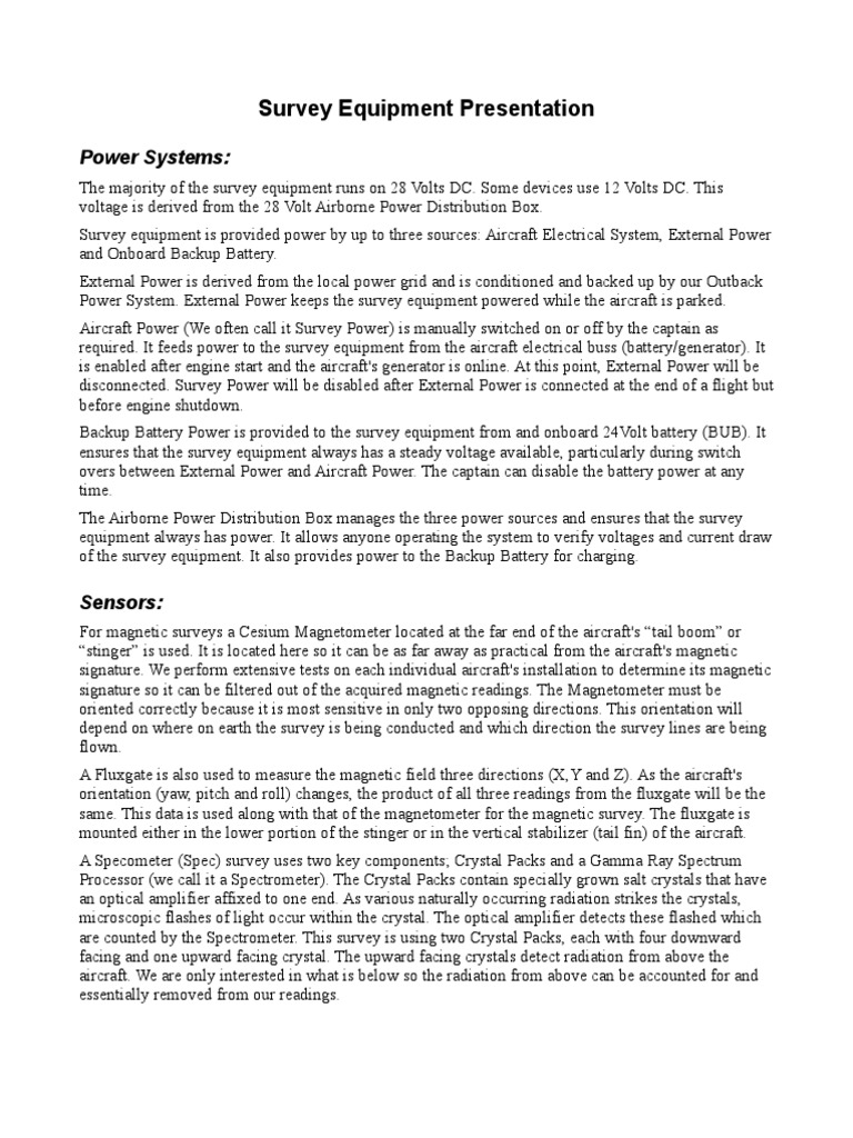 Survey Equipment Presentation | PDF | Magnetometer | Altimeter