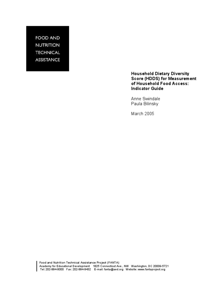 Household Dietary Diversity HDDS - Mar05 | PDF | Food Security | Foods