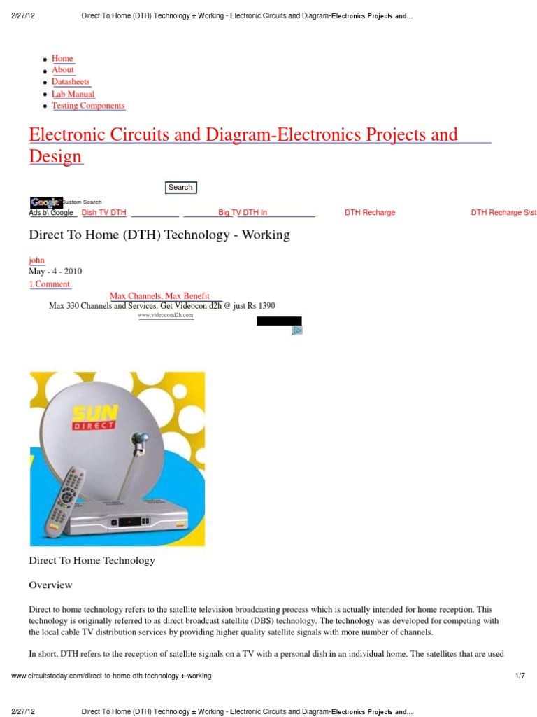Direct To Home (DTH) Technology Â " Working - Electronic Circuits and ...