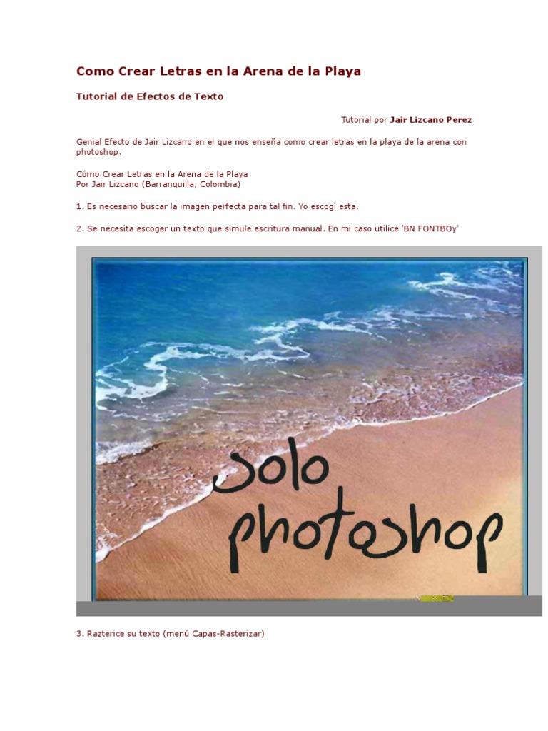 Como Crear Letras en La Arena de La Playa | PDF