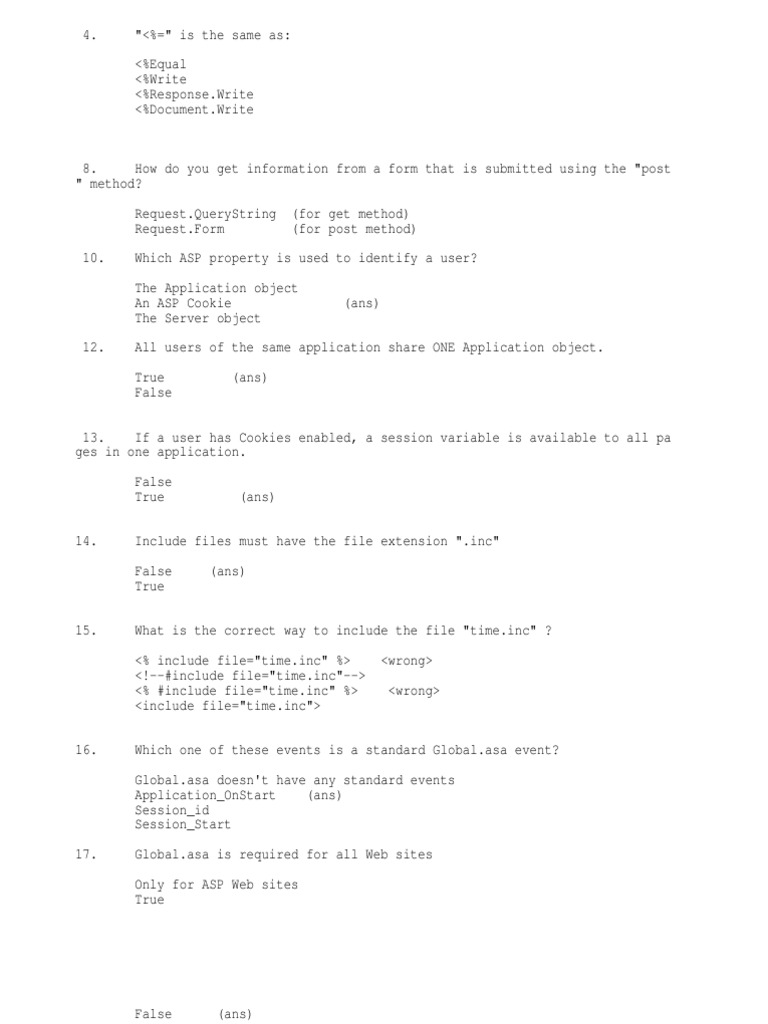 Wc3 School ASP Quiz | PDF | Active Server Pages | Websites