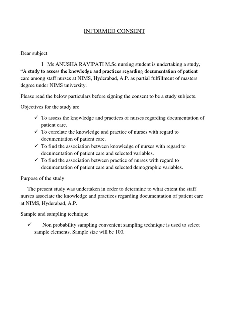 Informed consent on documentation | Sampling (Statistics) | Clinical Trial