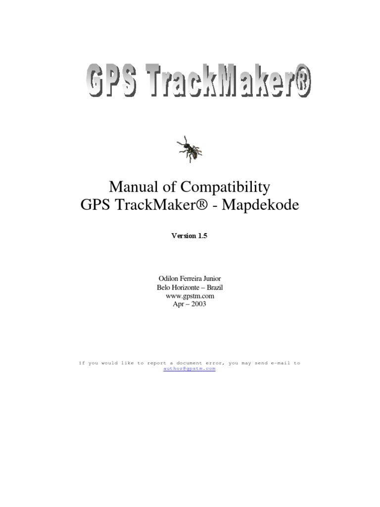 Manual of Compatibility Gps Trackmaker® - Mapdekode: Odilon Ferreira Junior Belo Horizonte ...