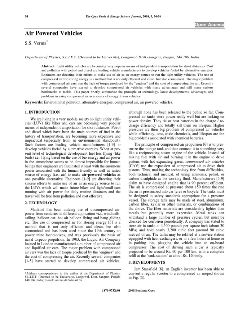 Air Powered Vehicles | PDF | Vehicles | Internal Combustion Engine