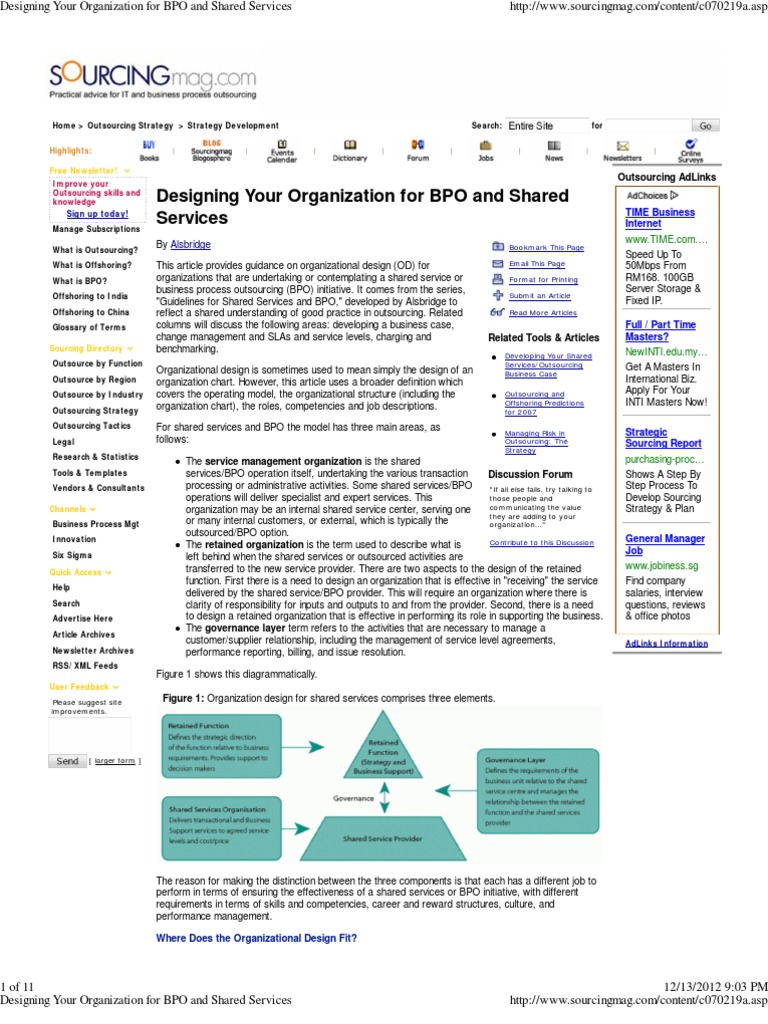 Designing Your Organization For BPO and Shared Services | PDF ...