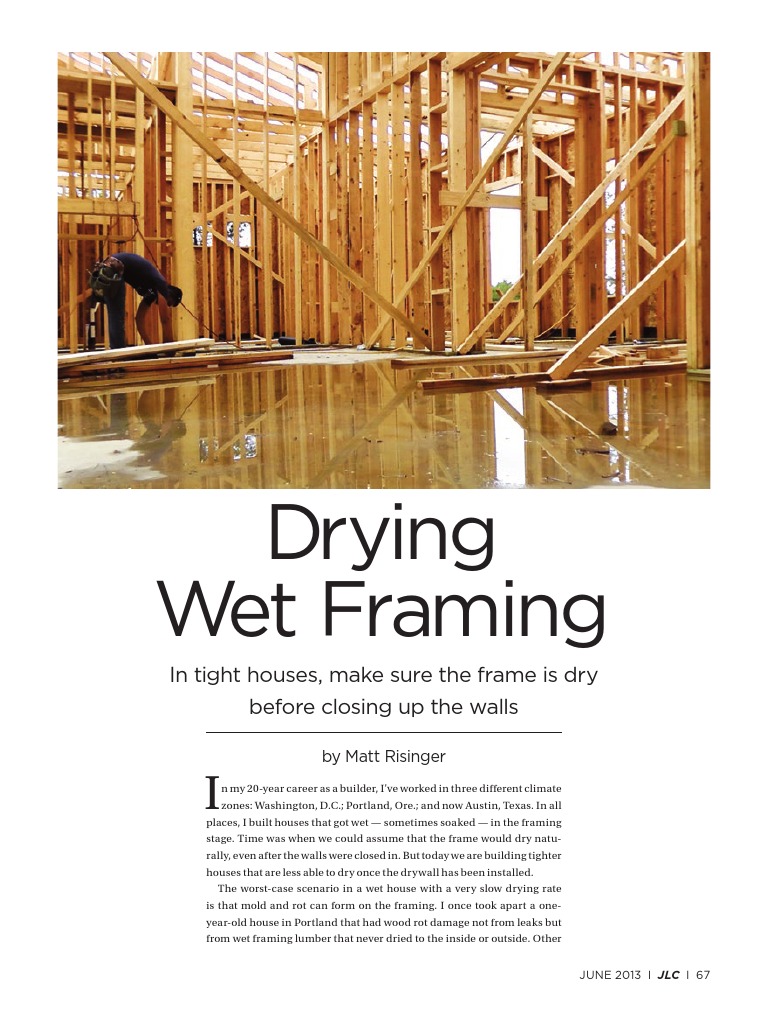 Drying Wet Framing JLC June 2013 Article | PDF | Lumber | Framing ...