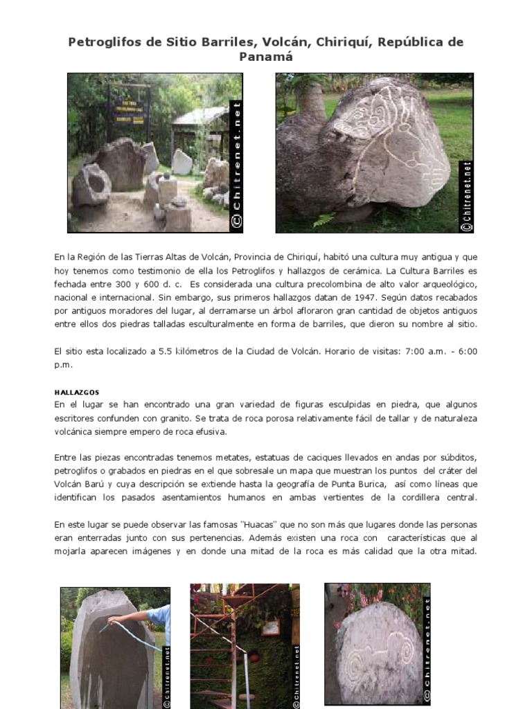 Petroglifos de Sitio Barriles Volcán Chiriquí y Lugares de Interés en ...