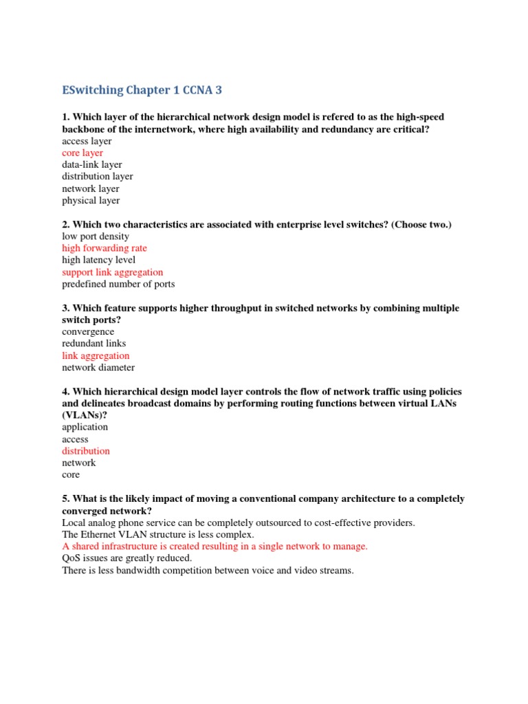 ESwitching Chapter 1 CCNA 3 | PDF | Network Switch | Computer Network