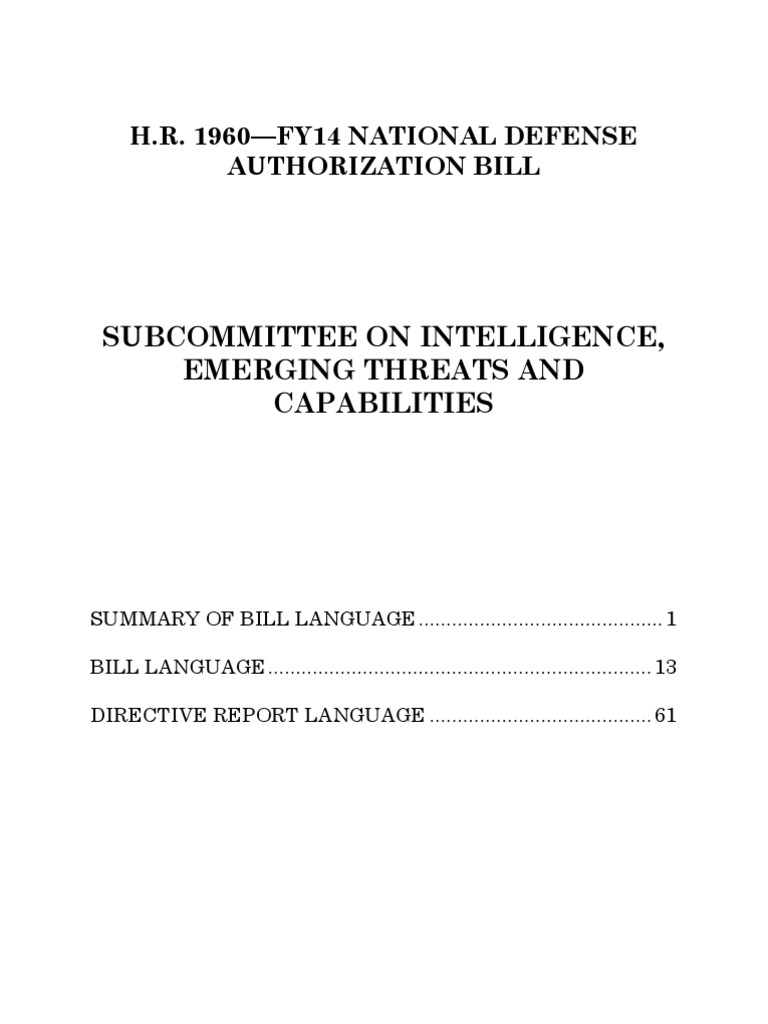 Ndaa 2014, HR-1960 | Download Free PDF | United States Secretary Of ...
