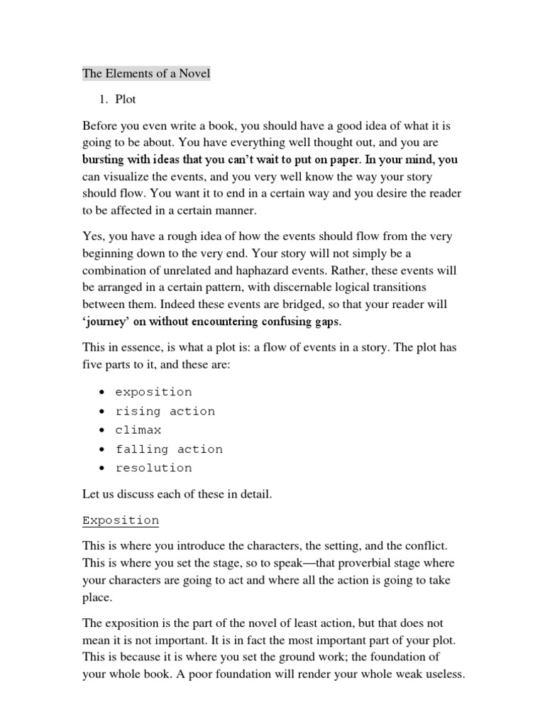 The Elements of A Novel | PDF | Plot (Narrative) | Novels