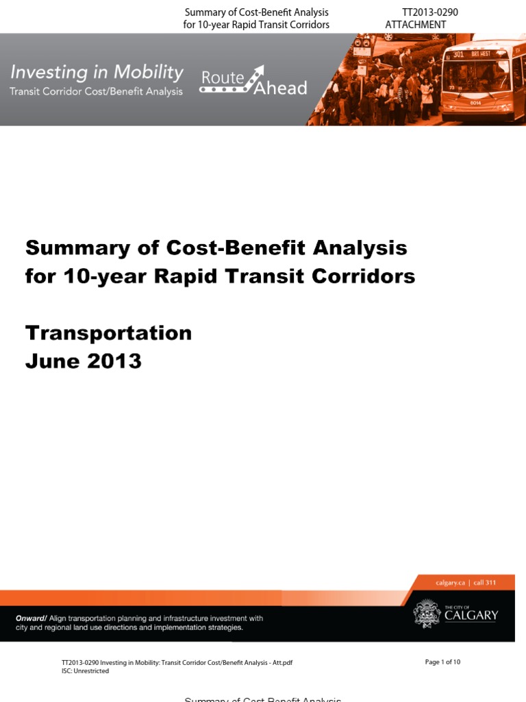 Cost-Benefit Analysis, Calgary Transit Corridors | PDF | Public ...