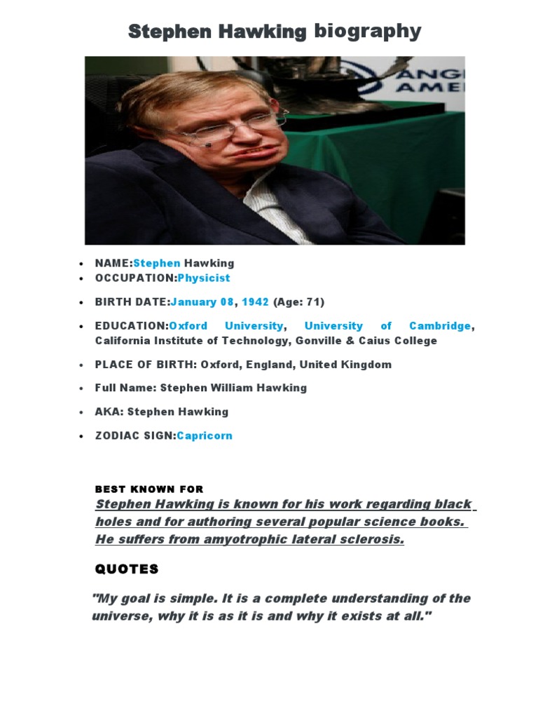 Stephen Hawking Biography | Stephen Hawking | Science