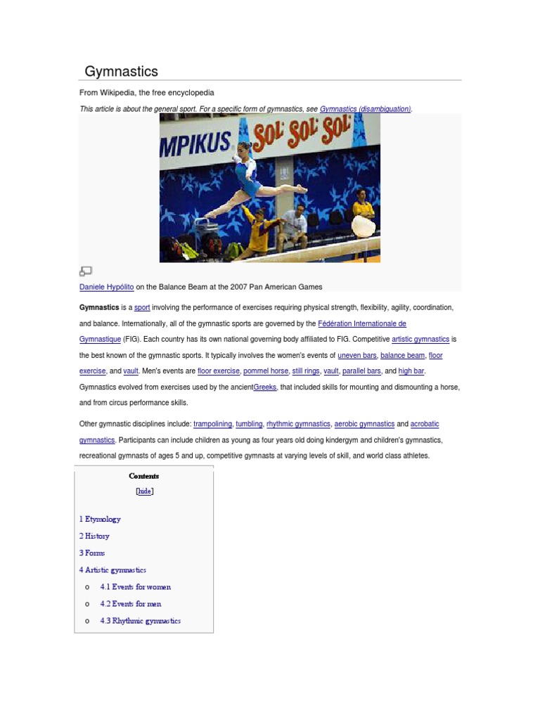 Gymnastics: From Wikipedia, The Free Encyclopedia | PDF | Gymnastics ...