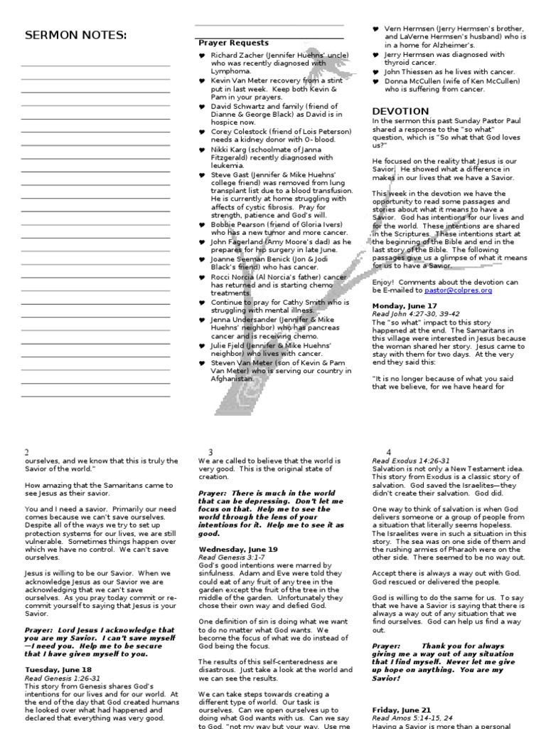 Sermon Notes:: Devotion | PDF | Book Of Exodus | Jesus