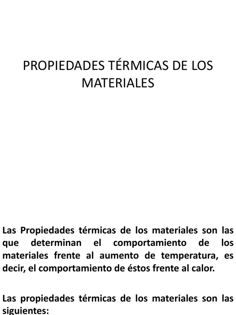 Propiedades Térmicas de Los Materiales | PDF | Conductividad térmica ...