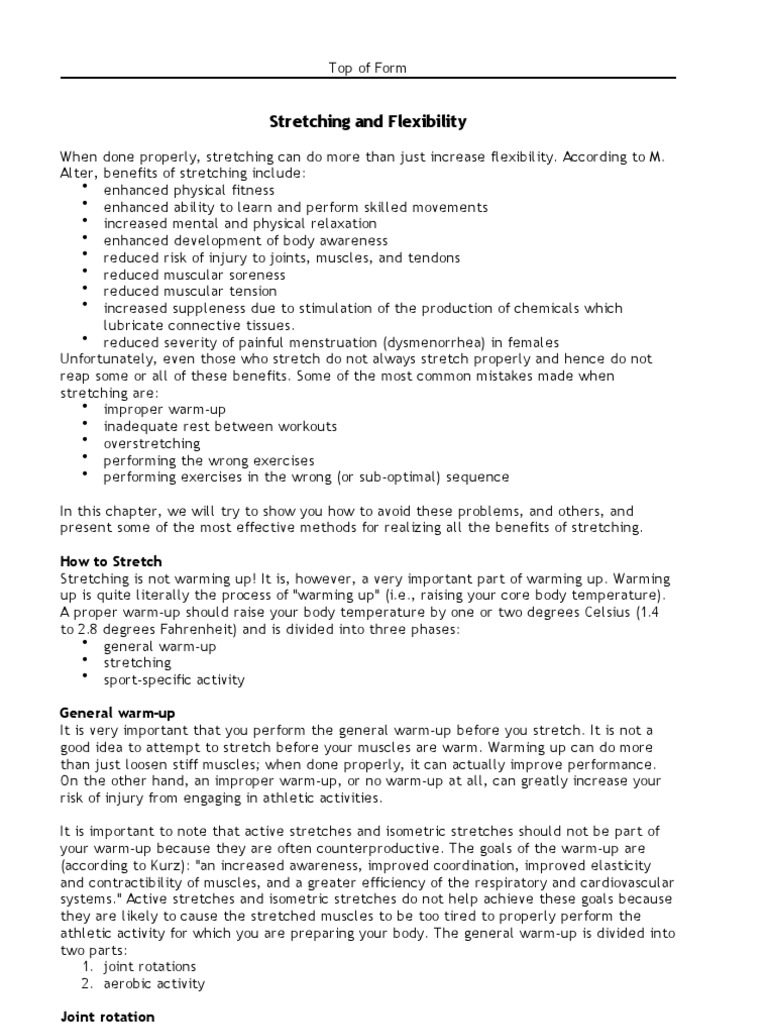 Stretching and Flexibility: How To Stretch | PDF | Breathing ...