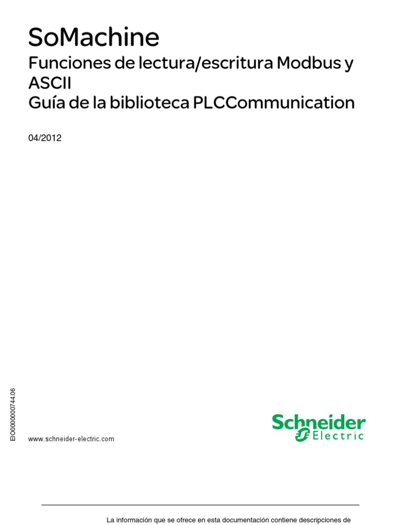 SoMachine - Funciones de Lectura-Escritura Modbus y ASCII, Guía de La ...