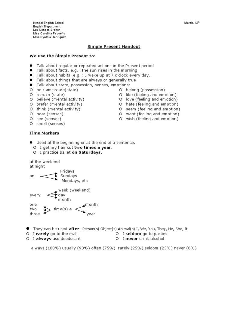 Simple Present Tense Guide | PDF | Language Arts & Discipline | Science ...