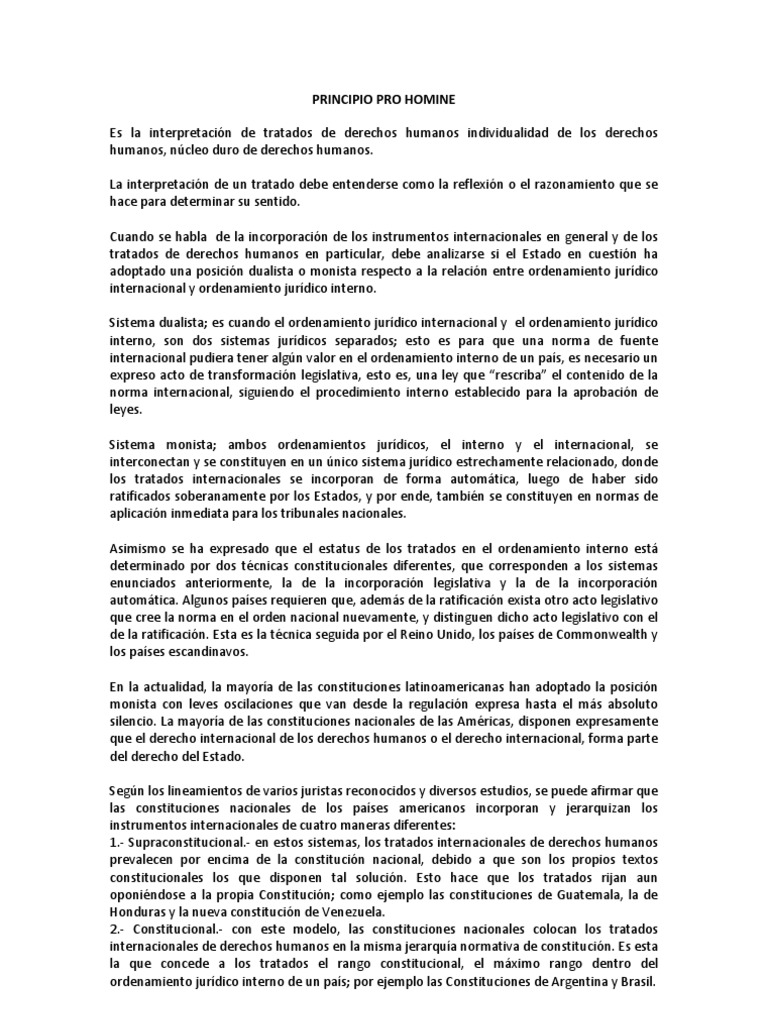 Principio Pro Homine | PDF | Tratado | Legislación