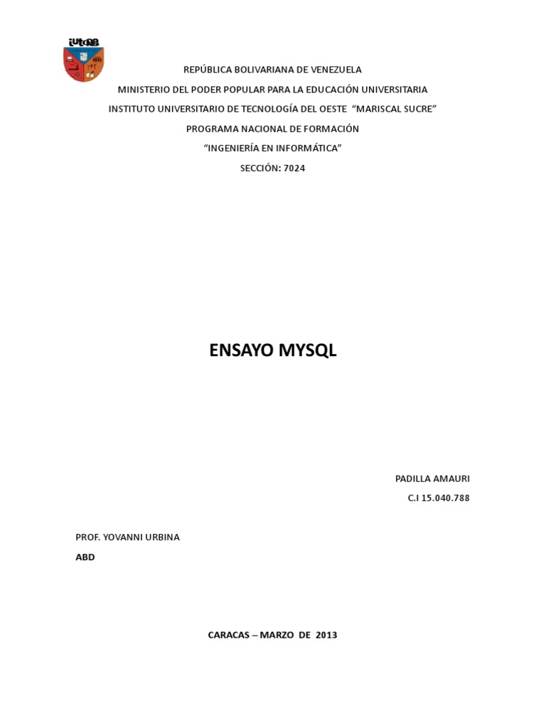 Ensayo Mysql | PDF | Contraseña | Mi sql