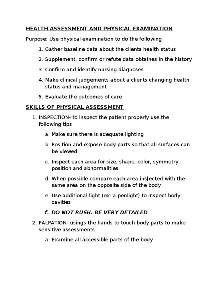 Physical Exam & Health Assessment Guide | PDF | Physical Examination ...