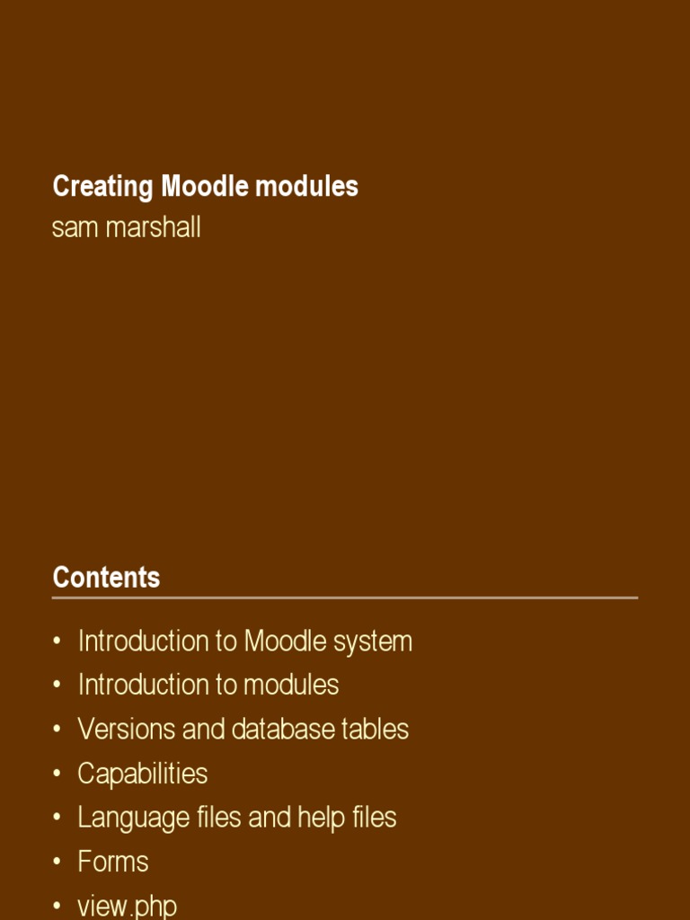 Creating Moodle Modules | PDF | Php | Modular Programming
