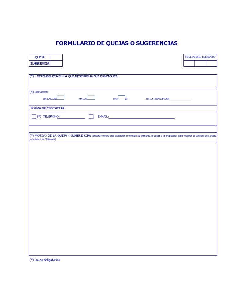 Modelo De Formulario De Queja Formal