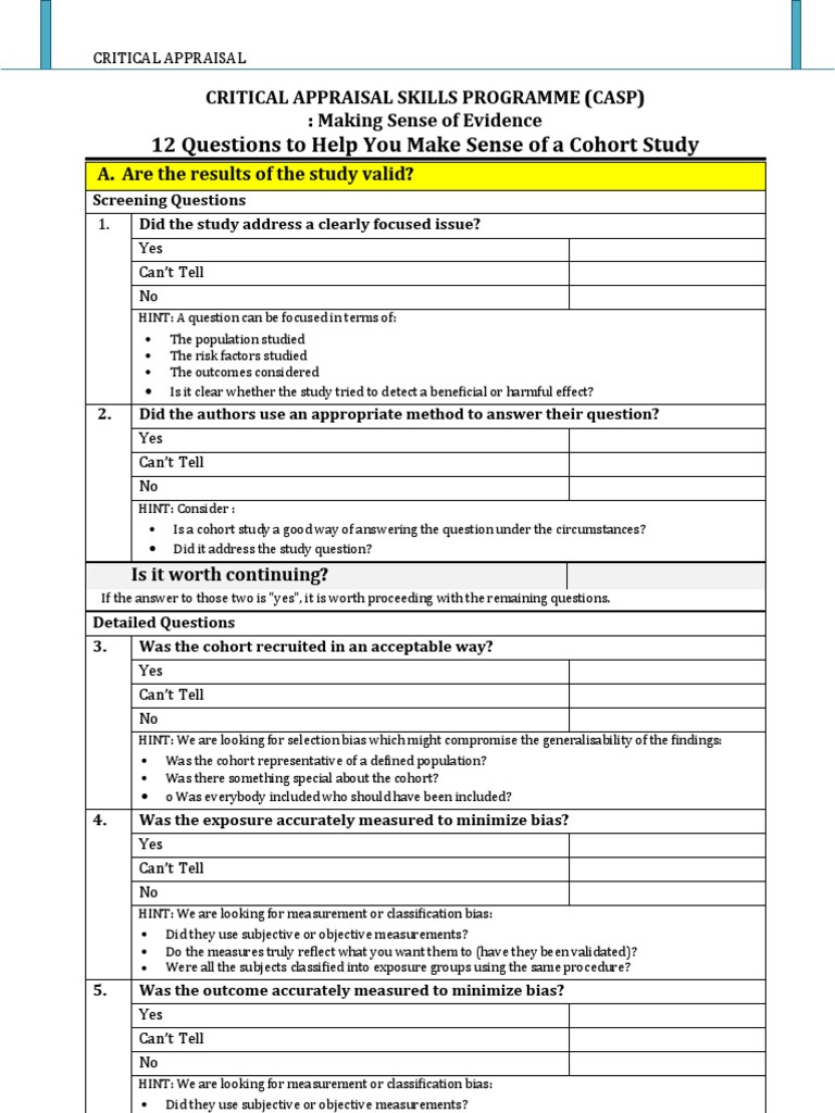 Critical Appraisal Form